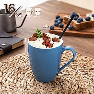 GBHOME Porcelain Coffee Mugs Set, 16 oz Large Coffee Mugs Set of 4 for Dad Mom Women Men, Light Weight Ceramic Coffee Cups for Cappuccino,Latte,Tea,Cocoa, Dishwasher & Microwave Safe, French blue