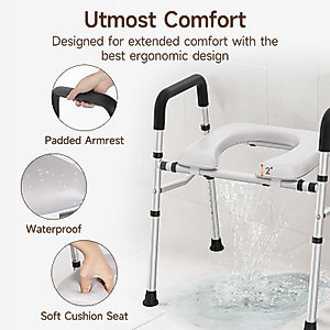 WAYES Raised Toilet Seat With Handles for Seniors - Toilet Seat Extension, Fit Most Toilet, Up to 400 Lbs, Adjustable Height & Width