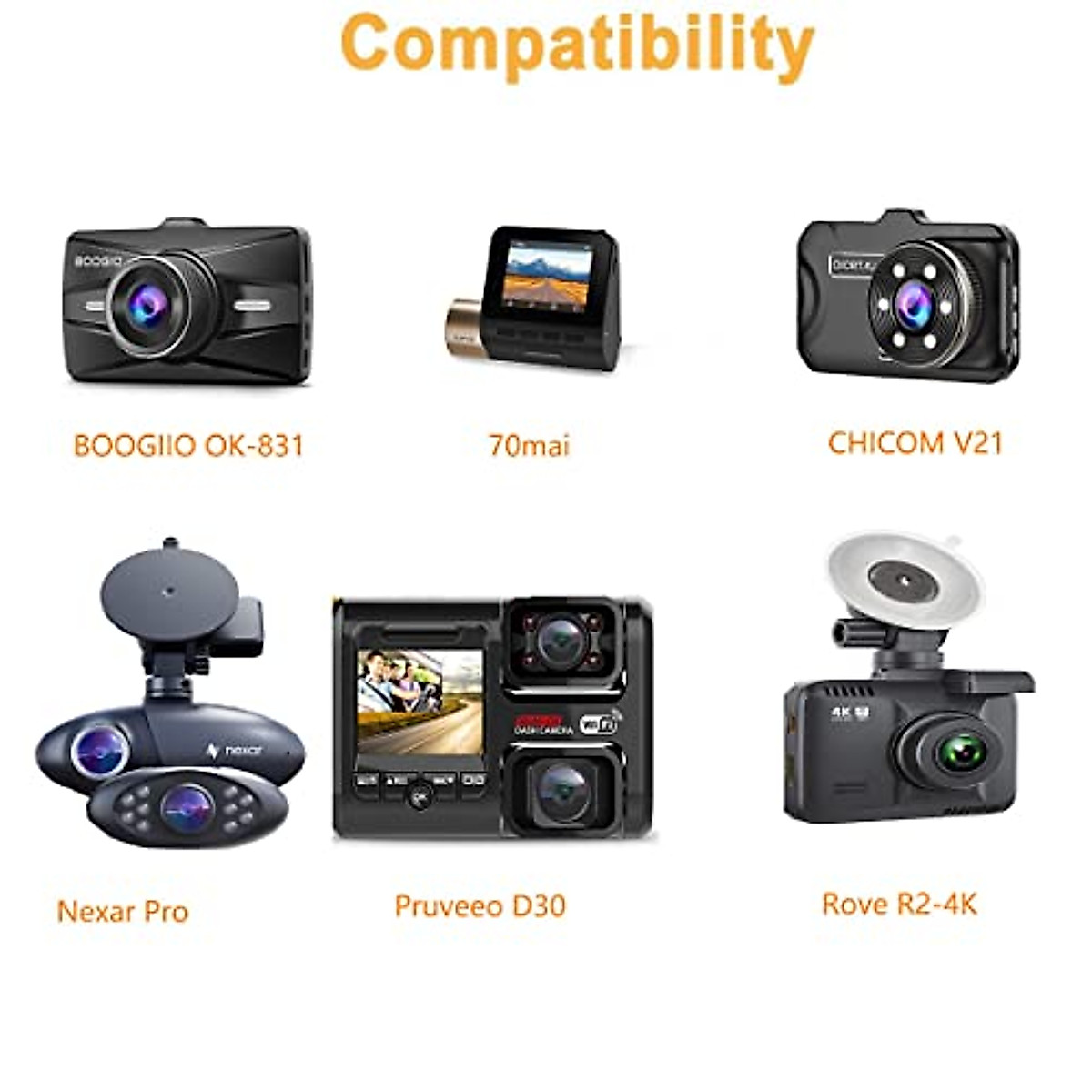 Dash Cam Hardwire Install Kit Mini USB Hard Wire Kit Compatible with Nexar Pro/Nexar Beam,CHORTAU B-T13 B-T19,Pruveeo D30 D40,VanTop H612,BOOGIIO OK-831,70mai,Rove R2-4K Dash Camera Charger Power Cord