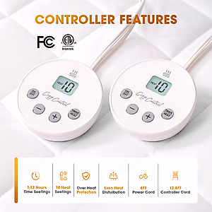 Valthie Heated Mattress Pad King Size,Dual Control Electric Mattress Pad,Bed Warmer with 10 Heat Settings & 1-12 Hours Auto Shut Off,Fit Up to 8-21" Deep Pocket, Machine Washable(78"x80",White)