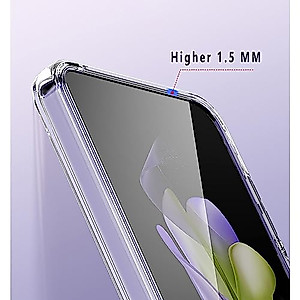 KUGEW for Samsung Galaxy Z Flip 5 Clear Case with Front Screen Protector, Crystal Clear Slim Fit Thin Transparent Phone Cover Soft TPU Bumper Shockproof Anti-Slip Heavy Duty Protection (Clear)