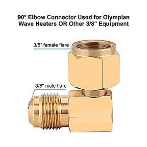 WADEO Bundle- 12ft Propane Extension Hose with 3/8 inch Female Flare Fitting x 3/8 inch Male Flare Fitting & 90° Elbow Connector For Camco Olympian Wave Heaters