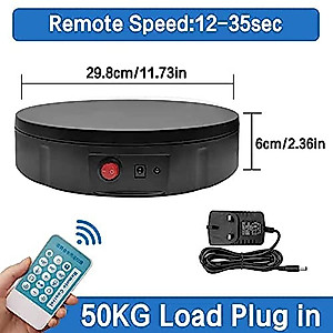 ZLMONDEE 220LB Motorized Rotating Display Stand Remote Control, 360 Degree Electric Rotating Turntable for Photography Products Display or Cake Display, Jewelry, 3D Models (Black)