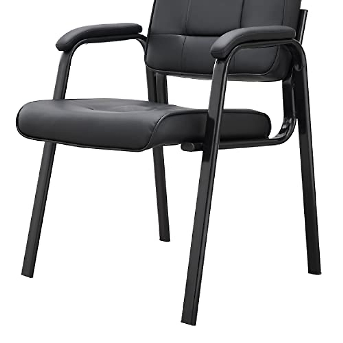 Naomi Home Waiting Room Chair Set of 2, Heavy Duty Leather Executive Waiting Room Chairs, Lobby Reception Chairs with Padded Arm Rest, Guest Chairs Set of 2 - Black