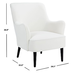 SAFAVIEH Home Collection Arlyss White Velvet/Black Accent Chair ACH4010B