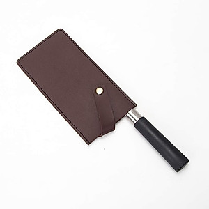 AJFHKJ Durable PU Leather Meat Cleaver Sheath, Heavy Duty Chef Knife Guard Butcher Chef Wide Knives Blade Edge Protectors Dark Brown