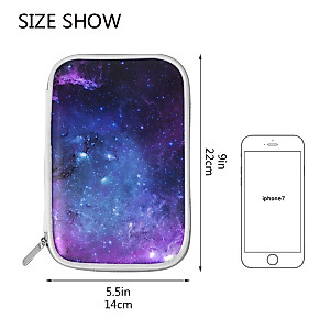 Purple and Blue Galaxy Pencil Case Pen Bag Pouch Stationary Box Hand Bag, Star Space Travel Makeup Cosmetic Bag Passport Holder Storage for Women