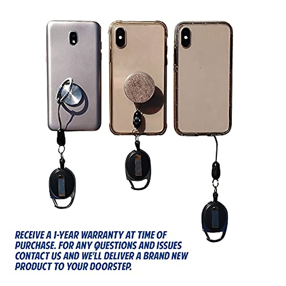 Phone Assured Phone Tether - 31" Safety Anti Theft Retractable Phone Clip - Anti-Drop Travel Clip - Black Smartphone Clip for Pants or Purse - Universal Connection Fits Any Smartphone Case (1 Pack)