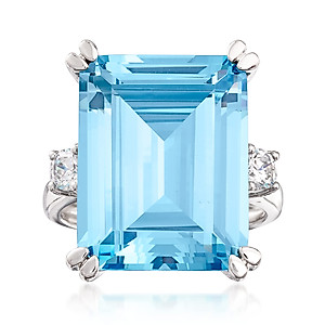 Ross-Simons 17.30 ct. t.w. Blue and White CZ Ring in Sterling Silver. Size 7