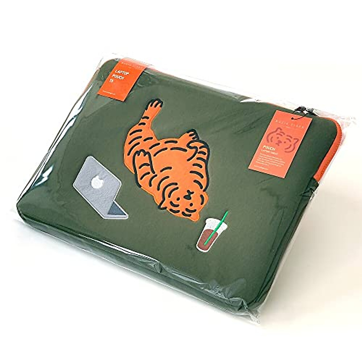 [MUZIKTIGER] 12~14-inch Laptop/Tablet Sleeve, iPad Pouch - Compatible with iPad Pro 12.9-inch, MacBook Air and MacBook Pro 13, HP/Dell/Lenovo/Asus/Acer, with 2 Double Way Zippers - Lazy Tiger