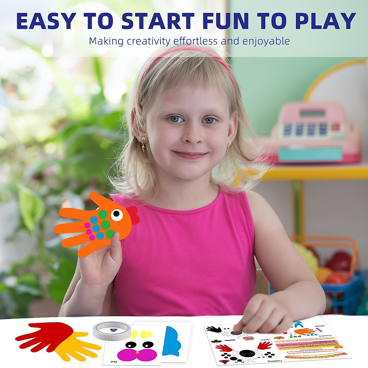 HAPMARS Handprint Art Craft Kits for Kids,16 Pack Easy Animal Cutout Craft for Toddler Age 3, 4, 5,DIY Fun Hand Print Paper Crafting,Creative Toys Preschool Classroom Activity Project for Boys & Girls