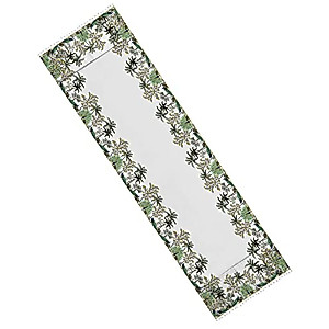 Fridge Dust Cover with Pockets, Summer Palm Tree Microwave Oven Dustproof Cover Decorative Kitchen Appliance Protector Cover Multi-Purpose Top Covers 12"x35" Tropical Green Leaves Peacock