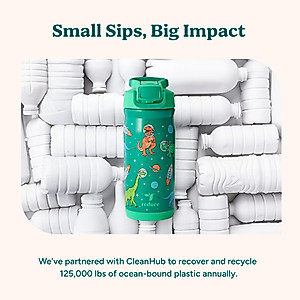 REDUCE 14 oz Hydrate Pro Stainless Steel Insulated Water Bottle - Flip Top Leak-Proof Lid,Dishwasher Safe,BPA-Free, Dual Wall Vacuum, Keeps Drinks Cold for 48 Hrs, Cup Holder Friendly - Mermaid Purple