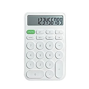 Benkaim White Desk Basic Cute Calculator, Small Portable Standard Calculator 12 Digit Dual Power Handheld Desktop Calculator with Large LCD Display and Sensitive Buttons