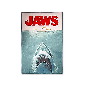 JAWS Movie Poster Printed Area Rug | Indoor Floor Mat, Accent Rugs For Living Room and Bedroom, Home Decor For Kids Playroom | Steven Spielberg Classic Movie Gifts And Collectibles | 52 x 78 Inches