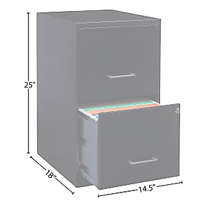 Lorell 14341 18 Deep 2-Drawer File Cabinet, Black