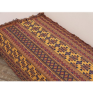 ChezMax 100% Pure Cotton Bohemian Style Woven Couch Throw Blanket Bedroom Decor Beach Blanket with Decorative Tassels Yellow 51"X71"