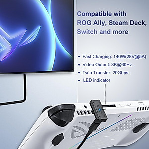 Jadebones 180 Degree Angle USB C Adapter (2 Pack), U Shape USB C Male to USB C Female PD 140W Extender Connector for ROG Ally,Steam Deck,Switch,Laptop,Tablet,Phone