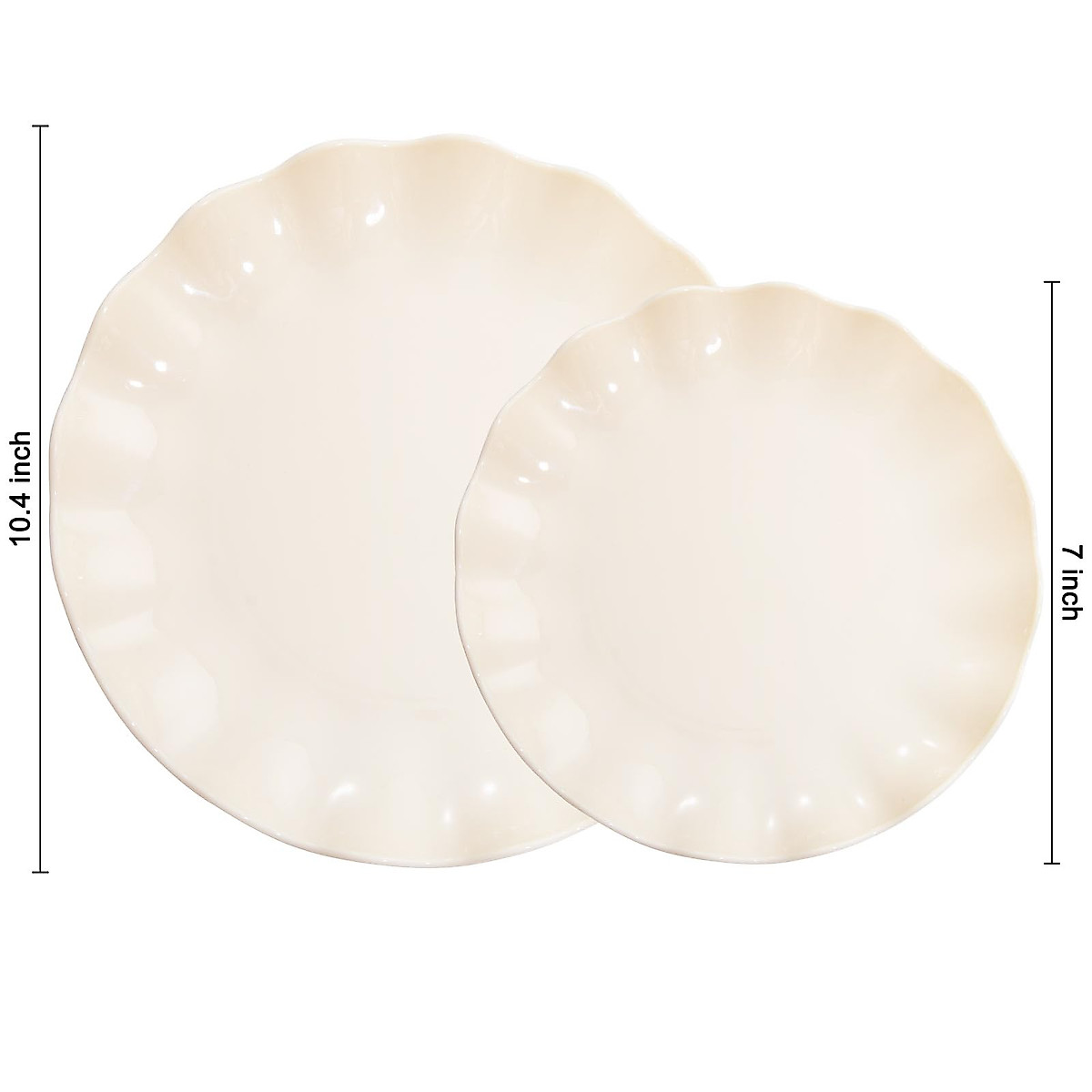 LIYH 24pcs Plastic Plates Reusable,Unbreakable Dinner Plates, Scalloped Plastic Plates, Microwave & Dishwasher Safe,Plates Sets Perfect for Parties, Birthday, Picnics, BPA Free(12Guests)