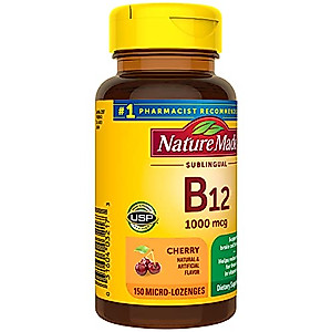 Nature Made Vitamin B12 Sublingual, Easy to Take, 1000 mcg for Energy Metabolism Support, 150 Sugar Free Micro-Lozenges, 150 Day Supply