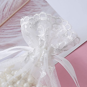 Generally Organza Bags,Gift Wrap Bags, 6Pcs 4x6 Inch White Wedding Drawstring, Jewelry Gift Bags Party, Jewelry, Festival, Bathroom Soaps, Makeup Organza Favor Bags, Small size 6 PCS