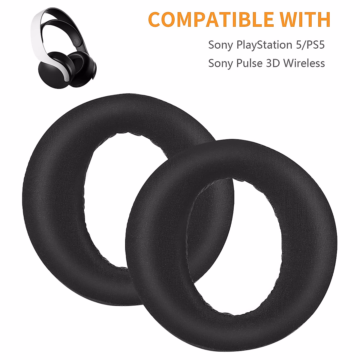Pulse 3D Replacement Ear Pads Cooling Gel PS5 Headset Earpads, Upgrade Ear Cushions Cups Accessories Replacement for Sony Playstation 5/PS5/Pulse 3D Wireless Gaming Headset (Black)