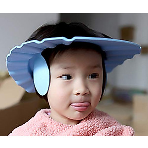 3Pcs Baby Shower Cap Soft Adjustable Bathing Shampoo Hat with Ear Protection Bath Protection Cap Children Wash Hair Sheet Hats (Random Color)