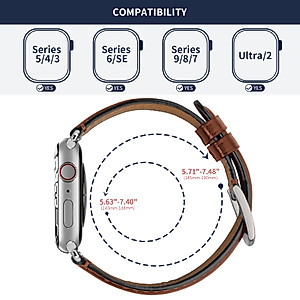 Wristitani Compatible With Apple Watch Band 49mm 45mm 44mm 42mm 41mm 40mm 38mm, Oil Wax Leather Watch Band for iWatch Series 9/8/7/6/SE/5/4/3/2/1, Vintage Replacement Wristband for Men Women