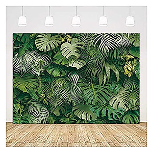 Green Tropical Palm Leaves Picture Photography Backdrop Vinyl 7x5ft Jungle Safari Plants Photo Background for Hawaiian Luau Party Decor Banner Birthday Baby Shower Supplies