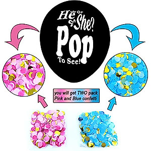 Gender Reveal Decorations, Boy or Girl Gender Reveal Party Supplies Kit Inclouding Gender Reveal Balloon Pink and Blue Confetti Packs for Boy or Girl,Metallic Tinsel Foil Fringe Curtains Photo Backdrop,Team Boy and Team Girl Sticks ,Mommy to Be Sash