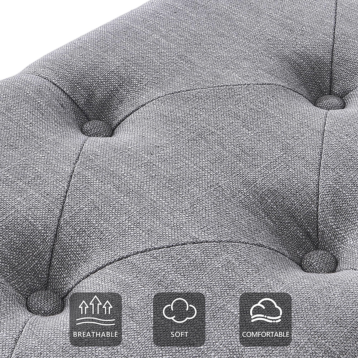 kinmars Upholstered Bench for Bedroom End of Bed,42.5-inch Entryway Bench for Living Room,Dining Bench with Padded Seat and Solid Wood Leg for Kitchen Bedroom,Indoor and Hallway (Shoe Bench, Grey)