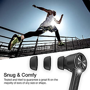 iCanonic Wireless Earbuds with Bluetooth 5.0 in-Ear Headphones and Charging Case, HD Sound/Quick-Pairing Stereo Calls/Built-in Microphones/IPX5 Sweatproof/Acoustic Bass for Sports - Black (ZT000030)