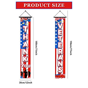 Veterans Day Decorations, 71" X 12" Thank You Veterans Banner Veterans Day Porch Sign Outdoor White Red Blue Veterans Day Banner Patriotic Door Decor Veterans Day Memorial Day Decorations