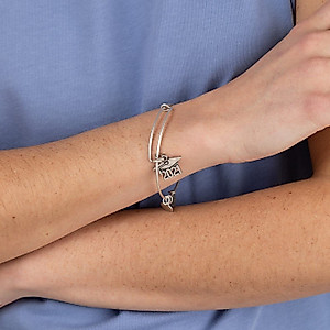 Alex and Ani Connections Expandable Bangle for Women, 2021 Graduation Cap Charm, Rafaelian Silver Finish, 2 to 3.5 in