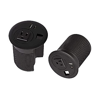 E-Macht 2 PCS of Desktop Power Grommet Outlet Conference Recessed Power Socket with AC Outlet, USB A/C(Type-C) & Replaceable Outlet(CAT 6, HDMI), 6 Ft Extension Cord for Home Office Library Table