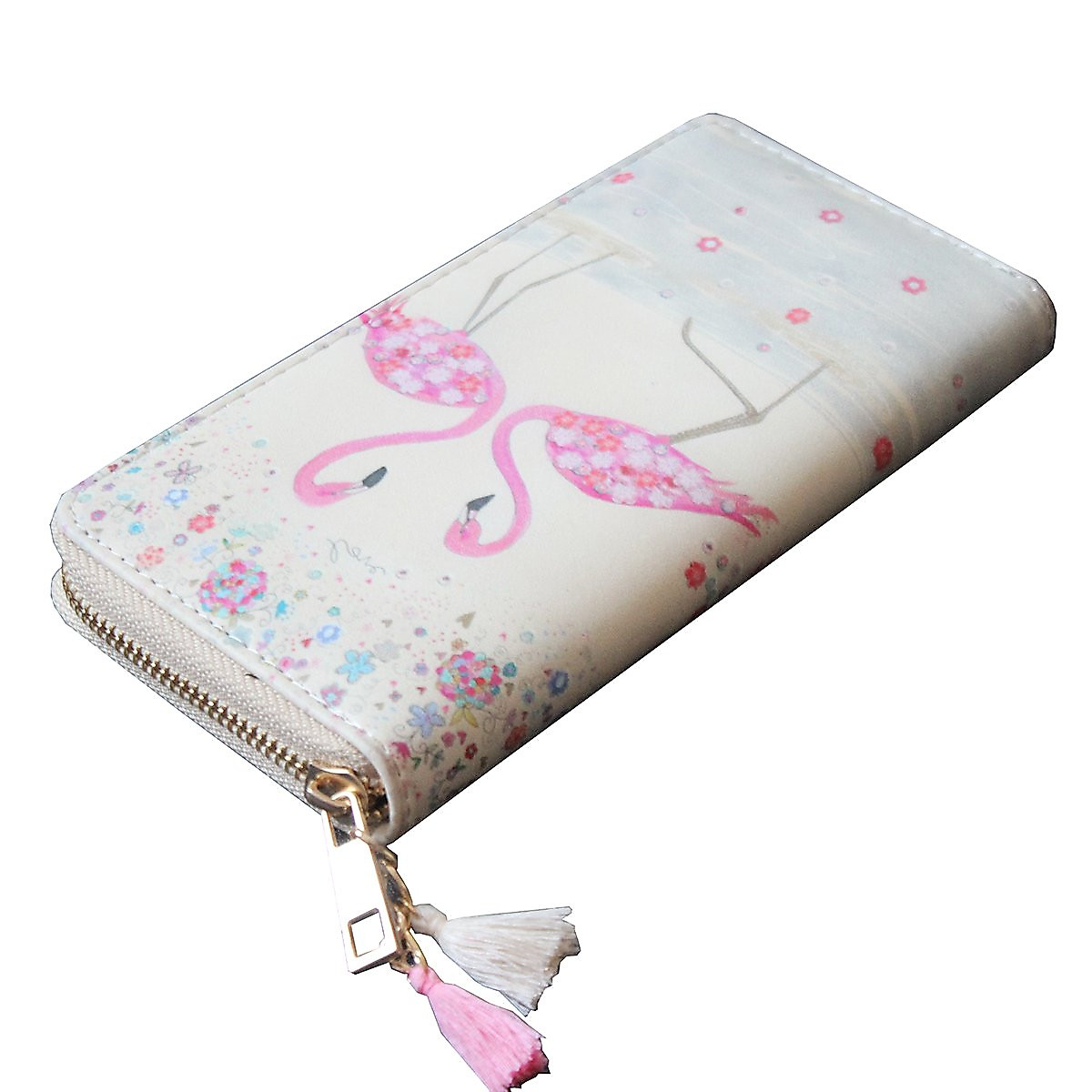 Timlee Cute Unicorn Long Wallets Pink Flamingo Wallets With Tassels Long Purse Girls Christmas Gift(Flamingo)