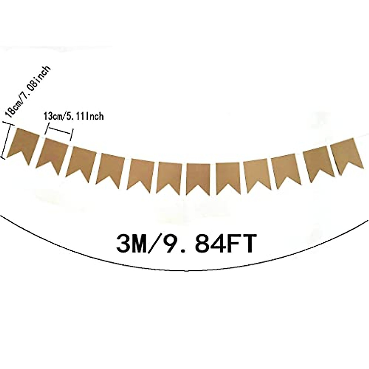 DIY Kraft Paper Flag Banner Hand-Painted DIY Party Decoration for a Birthday, Baby Shower Holidays, Camping, Wedding and Party 12pc