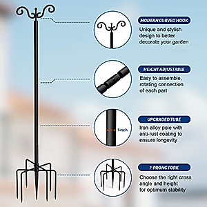 Kalafun Outdoor String Light Poles Stand - 2 Pack Poles for Hanging Outside String Lights - 9 FT Adjustable Metal String Light Pole Stakes with Hooks for Patio Fence Garden Deck Bistro Backyard