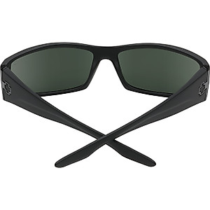 SPY Cooper XL, Rectangular Wrap Sunglasses, Color and Contrast Enhancing Lenses, Matte Black - Grey Polarized Lenses