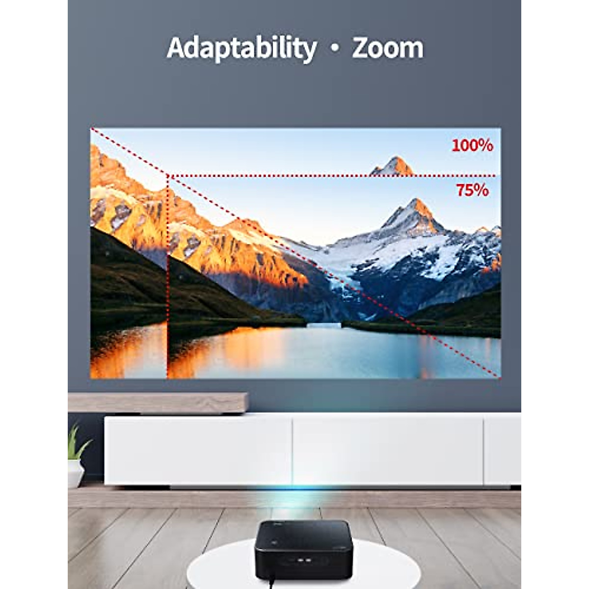Projector Native 1080P, Support 4K, HD Portable Movie Projector, Max 300" Screen, for Home Theater/Outdoor, 4D Electronic Keystone, 75% Zoom, for Smartphone,PC,Xbox,PS4,TV Stick