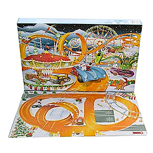 Hot Wheels Toy Cars, 2022 Advent Calendar with 8 1:64 Scale Vehicles, 16 Holiday-Themed Accessories & Playmat