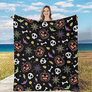Halloween Blanket Pumpkin Throw Blankets Gifts for Kdis Adult Soft Flannel Lightweight Blanket Gift for Adult Mens Womens Decor for Bed Sof 60"x80"