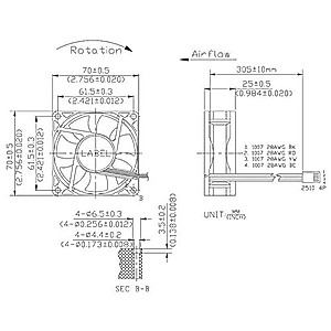 Evercool 70x70x25mm High Speed PWM Fan EC7025SH12BP