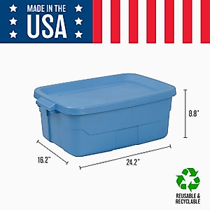 CX Rugged Tote, 10-Gallon Rugged Storage Container & Standard Snap Lid, (8.8”H x 24.2”W x 16.2”D), Stackable Organization Tote [4 Pack]