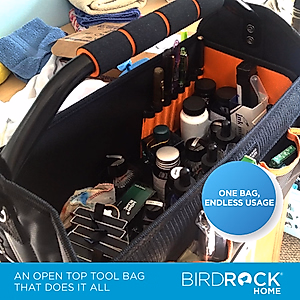 INTERNET'S BEST Open Top Electricians Tool Bag - Custom Electrician Organizer, Tool Carrier - 16 Pocket Utility Tool Box - Portable Shoulder Tote for Tech, Plumbers, Painters, Construction - 17 Inch