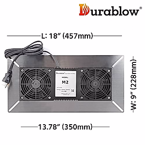 Durablow 220 CFM Air-Out Stainless Steel Crawl Space Vent Fan, Dual Fans, Foundation Vent, Radon Mitigation, for Crawl Space, Basement, with Freeze Protection Thermostat (Stainless steel silver, M2)