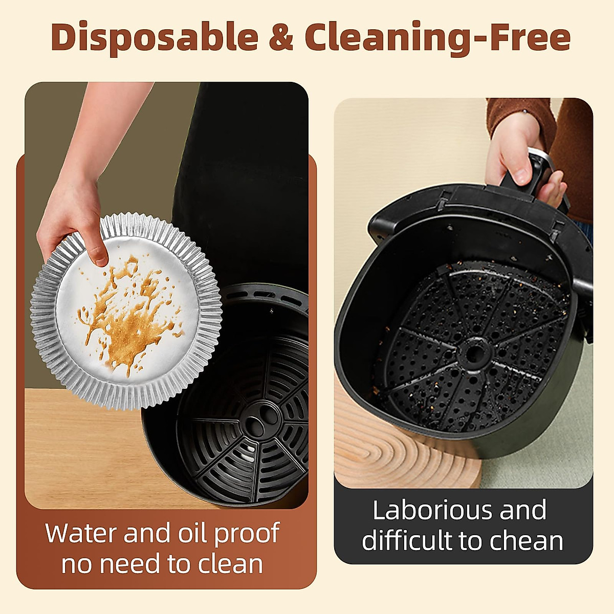 Aluminum Foil Air Fryer Liners, 90PCS Square Non-stick Air Fryer Disposable Paper Liner, Oil-proof Water-proof Air Fryer Sheets, Food Grade Aluminum Foil for Baking, Frying, Grilling(8'' Square)