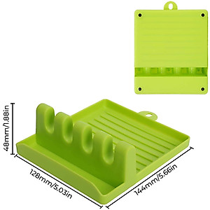 ETSAMOR Spoon Rest 2PCS Silicone Utensil Rest with Drip Pad for Multiple Utensils Silicone Spoon Rest Heat-Resistant BPA-Free Utensil Rest for Stove Top Kitchen Utensil Holder for Spoons Ladles Tongs