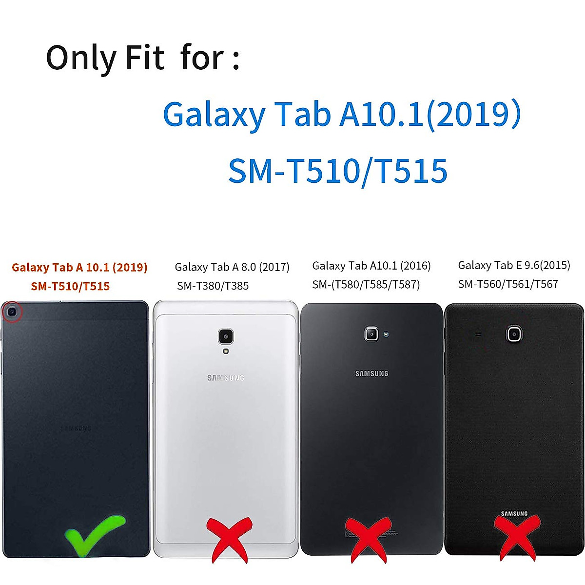 Galaxy Tab A 10.1 2019 Case,SM-T510/T515 Case,Lightweight PU Leather Folio Adjustable Stand with Auto Wake/Sleep Smart Case for Samsung Galaxy Tab A 10.1 Inch 2019 - Purple Rose & Butterfly