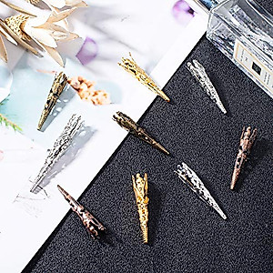 PH PandaHall 100 Pcs 5 Colors Goddess Hair Beads, 1.6 Inch Long Flower Bead Caps Bead End Hollow Bead Caps Spacers for Earring Pendant Neckalce Jewelry DIY Craft Goddess Beads for Hair Braid Jewelry